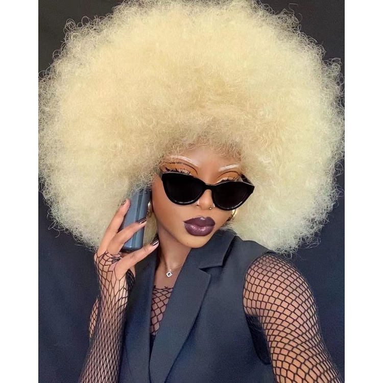Afro Wigs for Black Women Short Curly Afro Kinky Wig 70s Bouncy Huge ...
