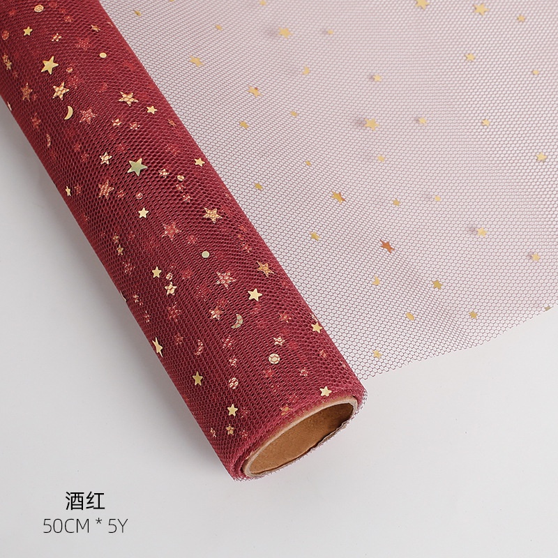 Star and moon gauze flower wrapping paper Flower Bouquet Lace Gauze ...