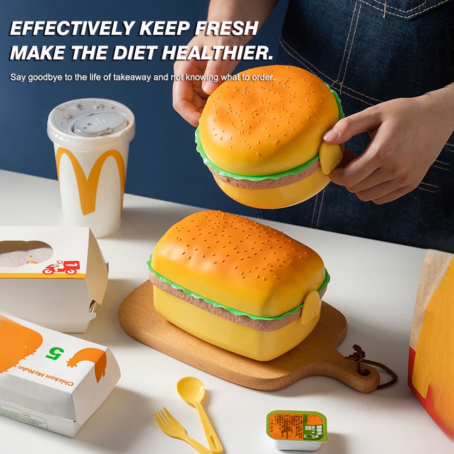 Hamburger Lunch Box Kid Bento Box Food Container Creative Burger Lunch ...