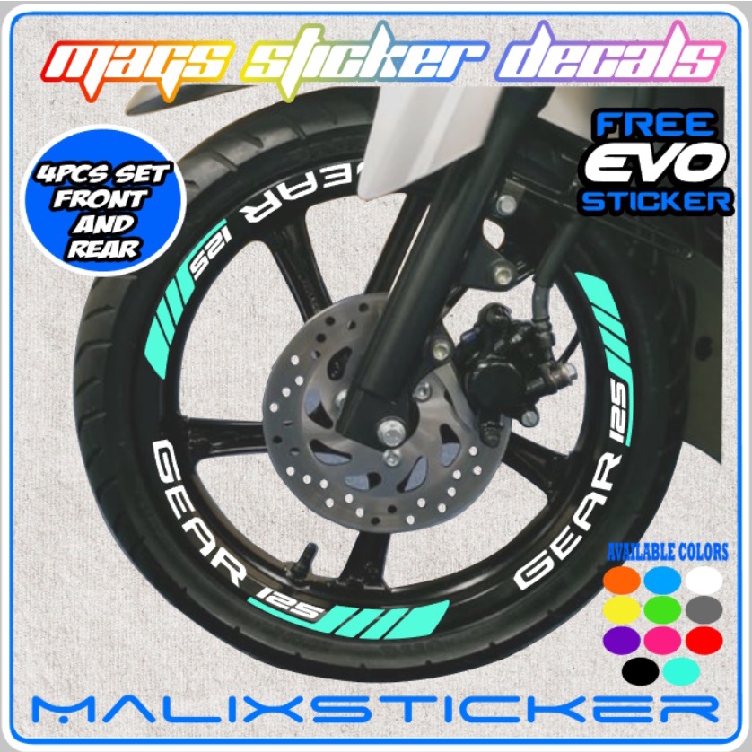 Mio gear 125 mags sticker 4pcs set front and rear sticker decals ...
