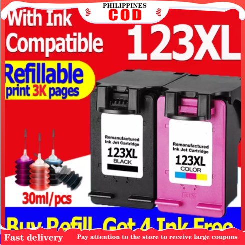 HP 123XL ink HP123XL refillable ink cartridge Compatible for HP 1111 ...