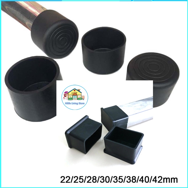 Black PVC Rubber Chair Table Feet Pipe Tubing End Cover Caps Cap Floor ...