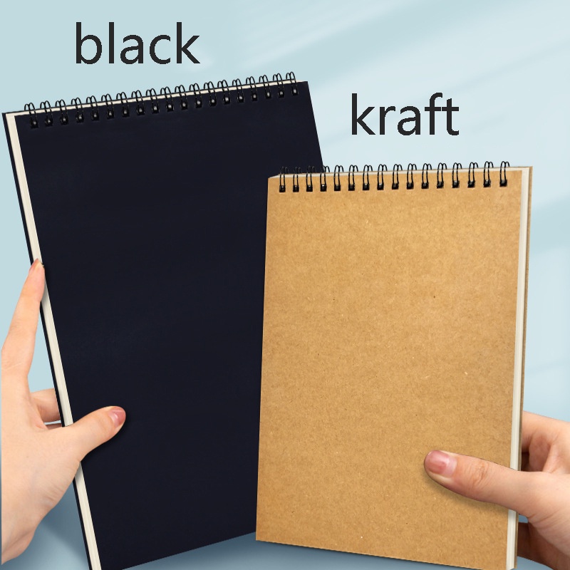 Portable Vertical Spring Notebook 80Sheets Thick Kraft Paper Notepad ...