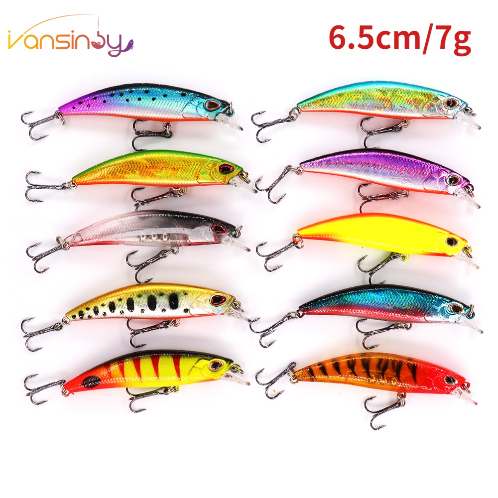 Fishing Gear 6.5cm/7g Sinking Minnow Fishing Lure Water Long Throw Lure Hard Bait Minnow ...