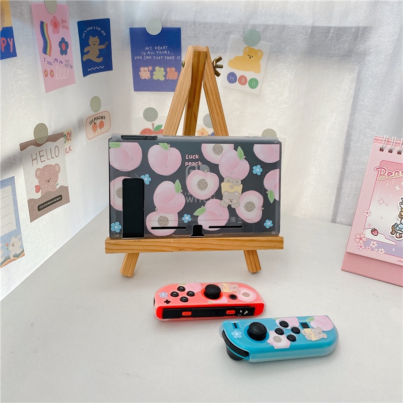 Nintendo Switch-OLED Model Casing Cute Lots of Peach Soft Shell Painted ...