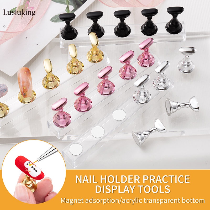Lusluking Acrylic Nail Display Holder With Base Showing Shelves Nail ...