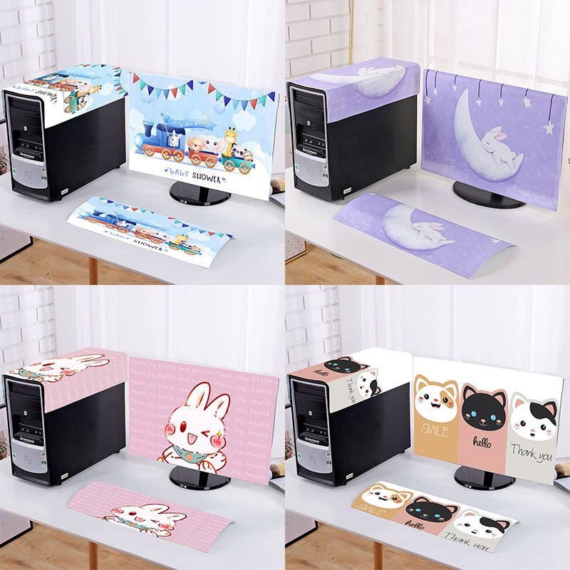 mg3c Cartoon Computer Anti-Dust Cover 3-Piece Set Display CPU Chassis ...