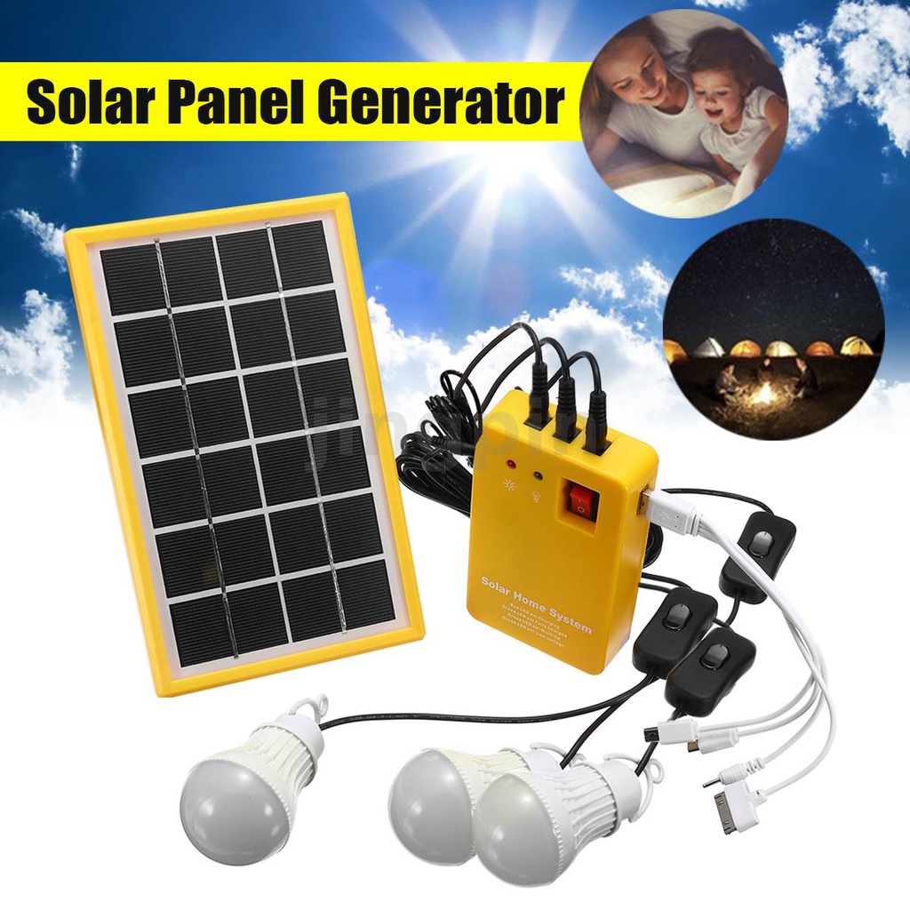 Solar Power Panel Generator LED Light 5V USB Charger Home System ...