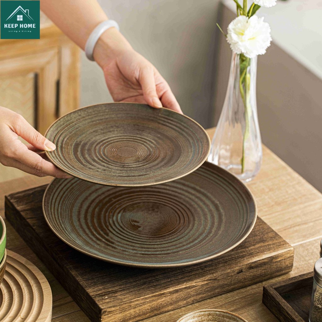 KHOM.PH 1pc Stoneware Helix Plates Tableware Vintage Ceramic Dinner ...