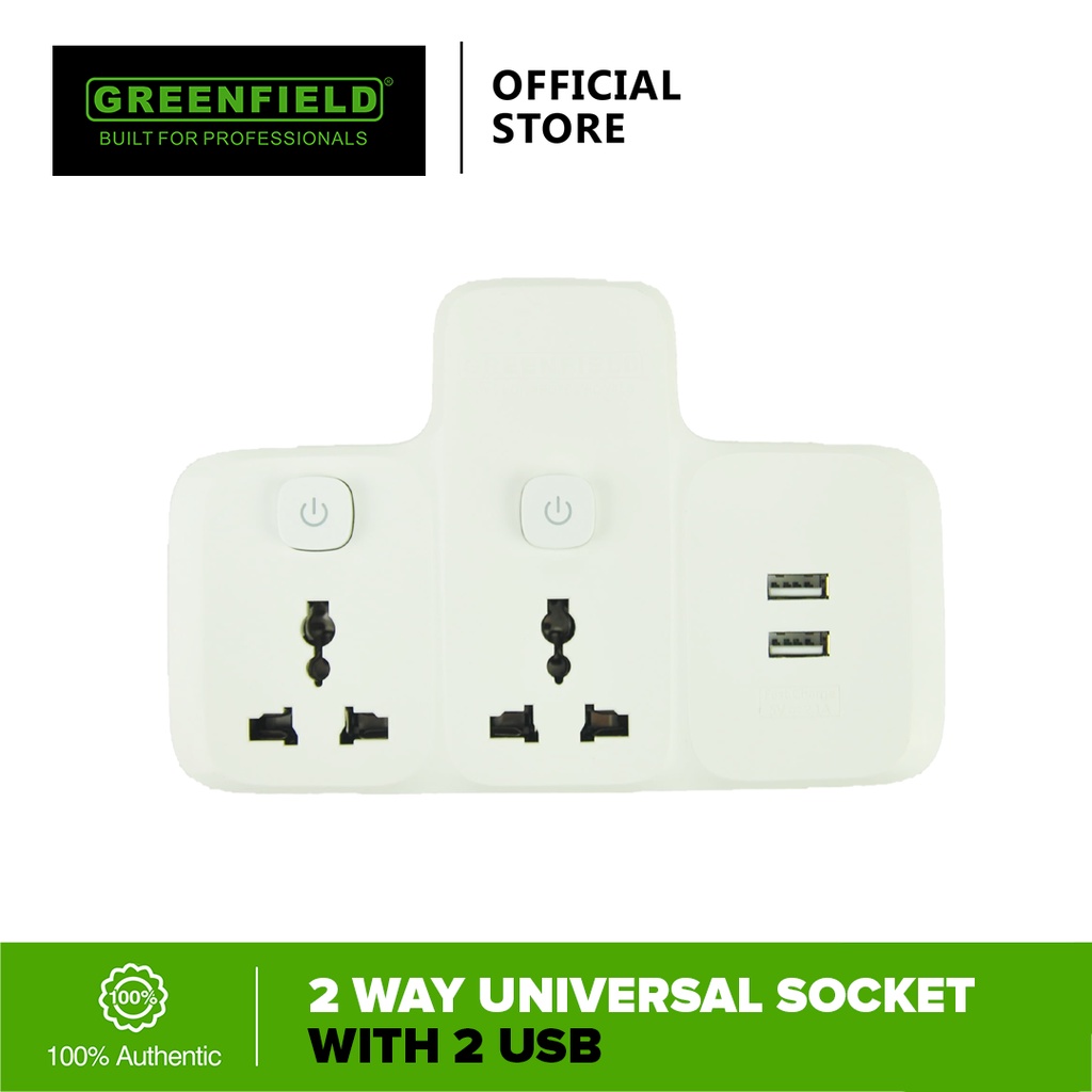 Greenfield 2 Way Universal Socket With 2 USB | Shopee Philippines