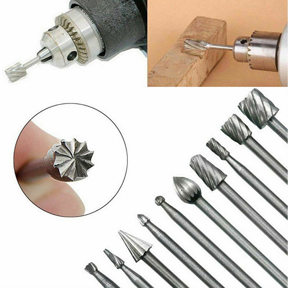 10pcs HSS Titanium Dremel Routing Wood Rotary Milling Rotary File ...