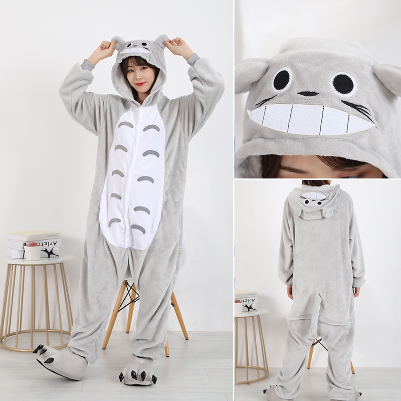 Animal Stitch Panda Totoro Kigurumi Unicorn Onesie Adults Women Pajamas Funny Flannel Warm Soft ...