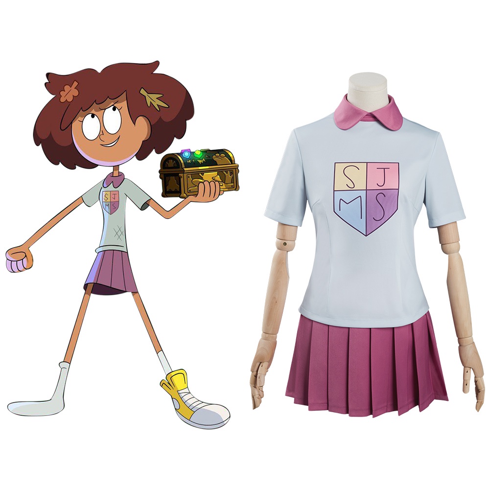 Amphibia Anne Boonchuy Cosplay Costume School Uniform Top Skirt Outfits ...