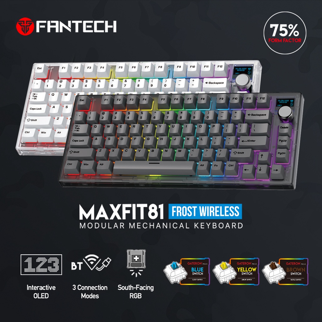 Fantech MK910 Maxfit81 PBT Frost Wireless Modular Mechanical Gaming ...