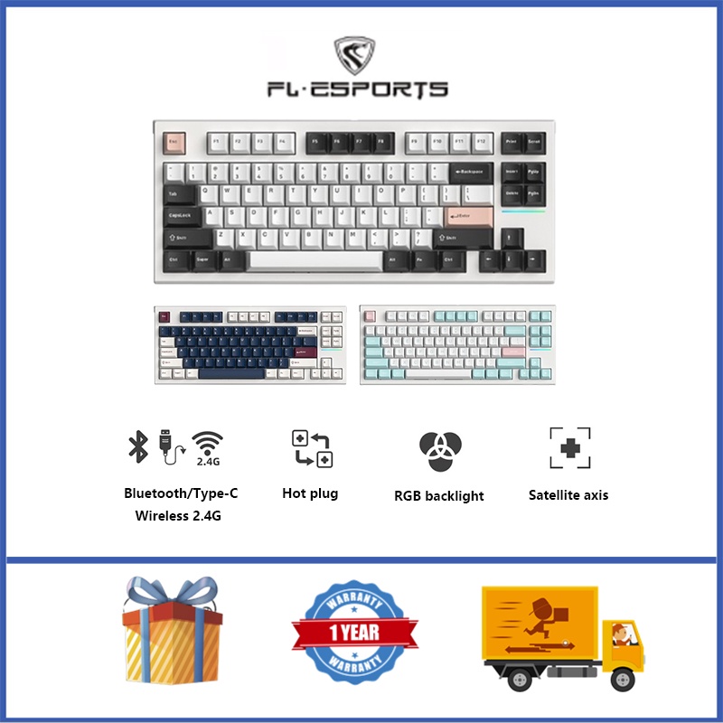 FL ESPORTS FL750 Wireless Mechanical Keyboard 83 Keys RGB Light Hot ...