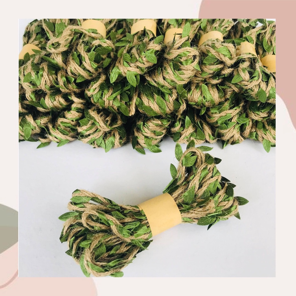 Jute String With Leaves Artificial Vine Natural Hemp Rope Leaf Ribbon ...