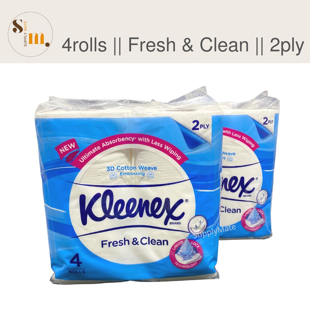 Kleenex Fresh & Clean Bathroom Tissue (2ply x 4 rolls) | Shopee Philippines