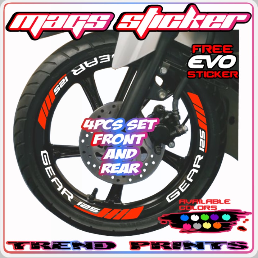 Mio Gear 125 mags sticker 4pcs set front and rear sticker decals ...