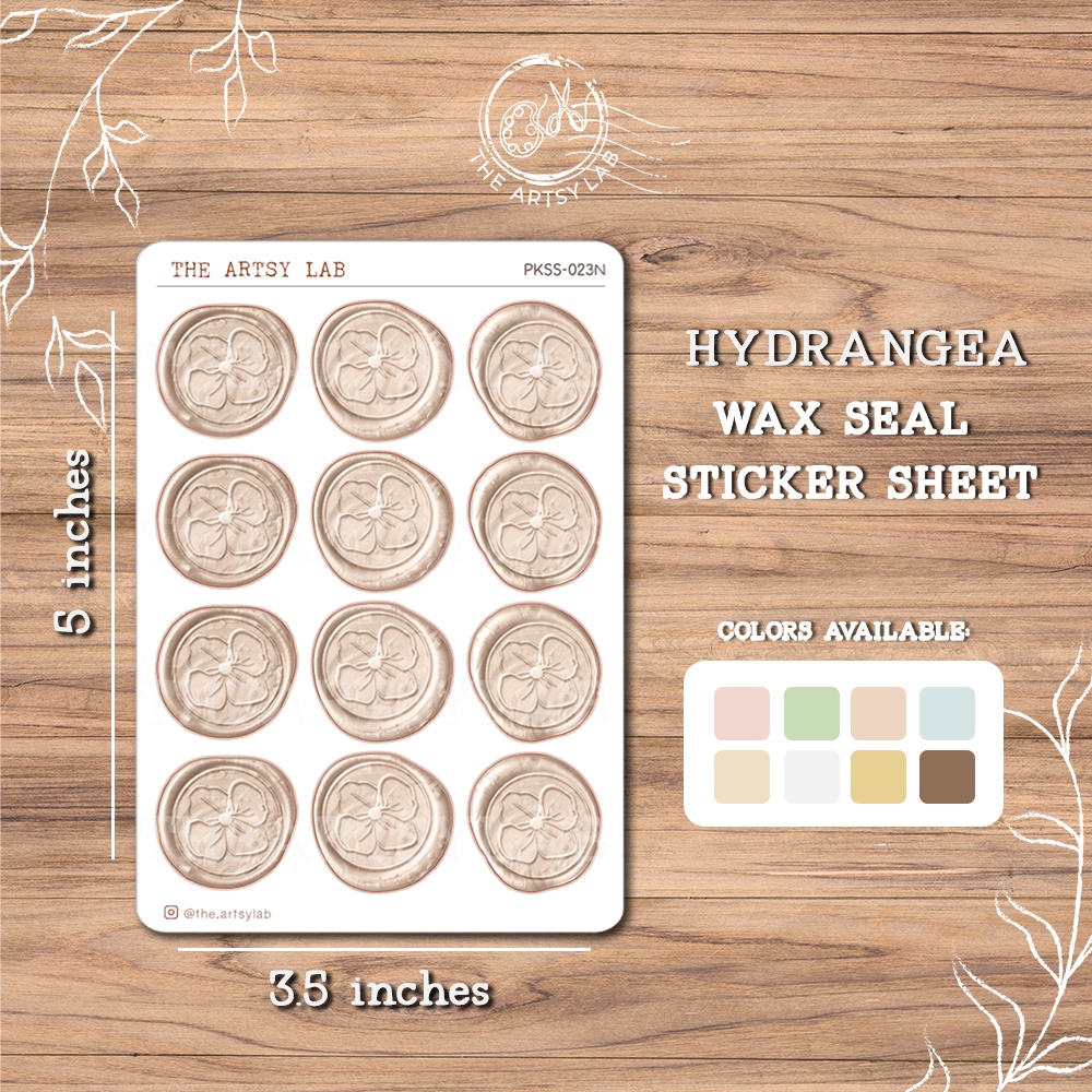 Hydrangea Flower Wax Seal Sticker Sheet, Aesthetic Stickers for Planner ...