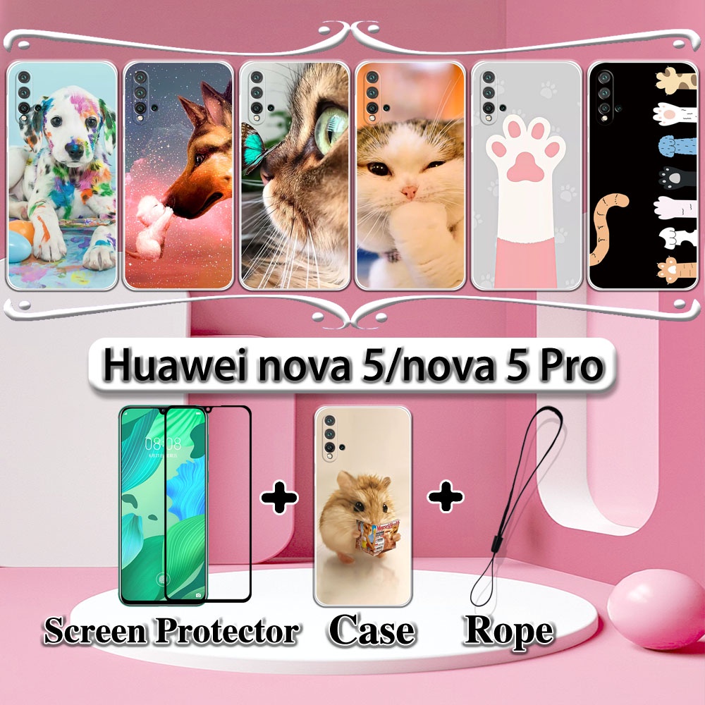 2 IN 1 For Huawei nova 5 nova 5 Pro Case with Tempered Glass Curved ...