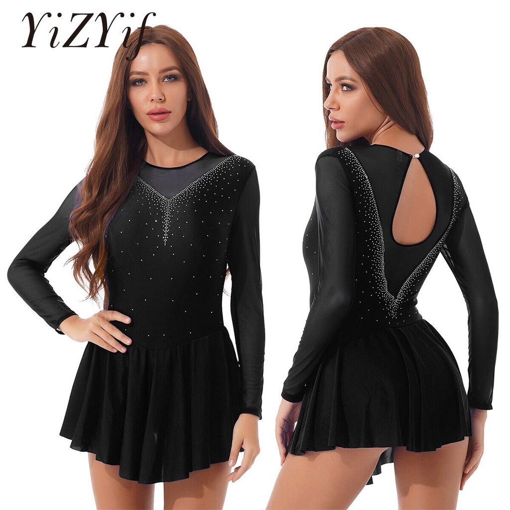 Women Figure Ice Skating Dress Costumes Ballerina Latin Ballet Tutu ...