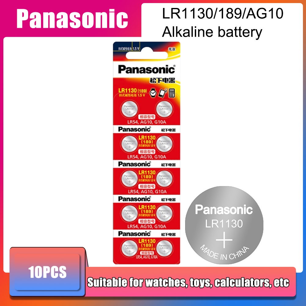 Panasonic AG10 LR1130 SR1130 389A 1.55V Button Battery MP3 Players Toys ...