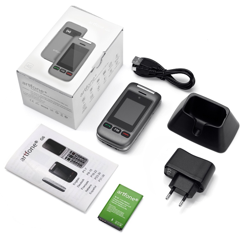 ARTFONE 4G LTE Senior Flip Phone G6,Charging Dock Unlocked Sim Card ...