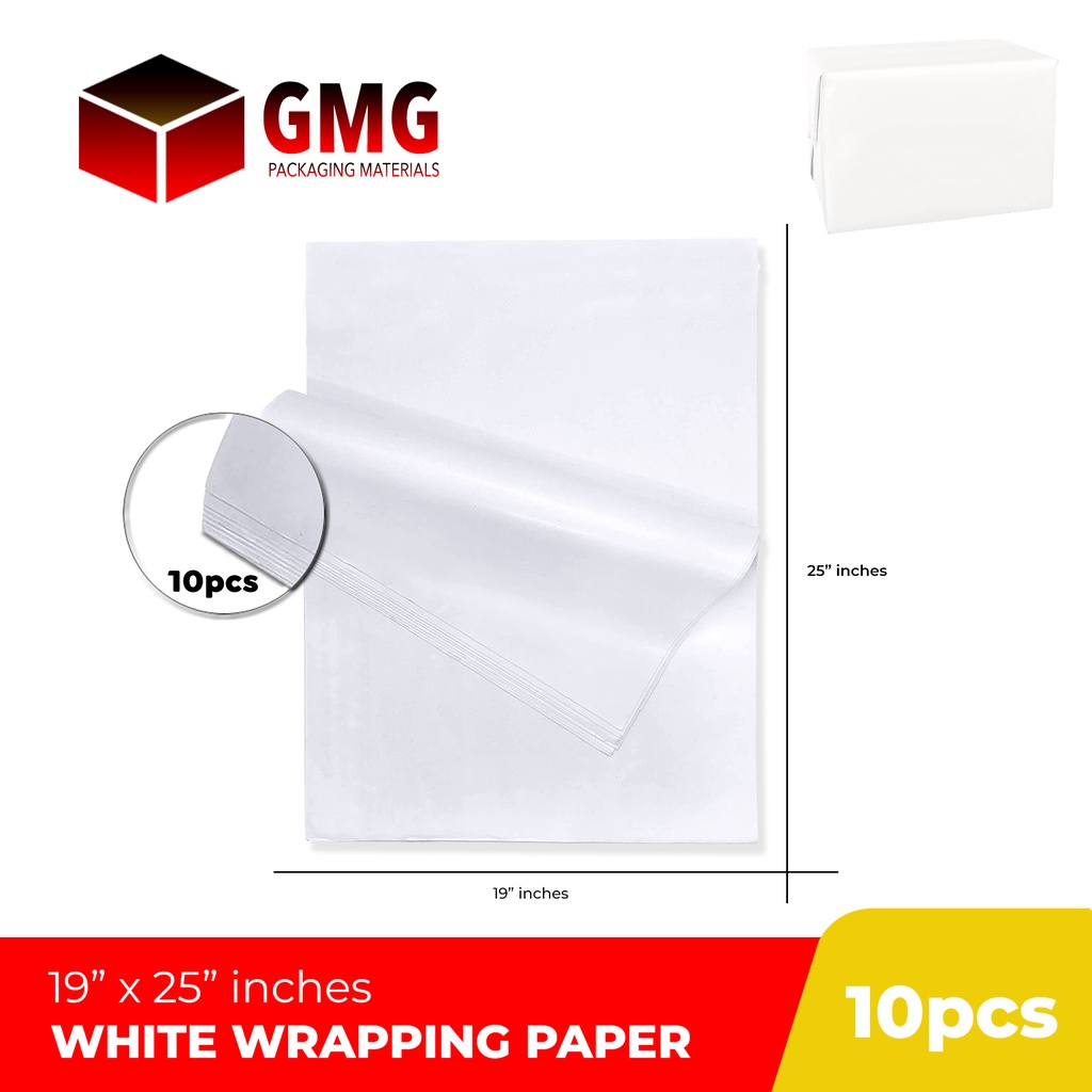 GMG Multi-purpose White Wrapping Paper 19" x 25" inches (10pcs ...
