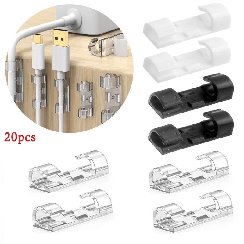 20Pcs Self-Adhesive Cable Clips Organizer/Wire Charging Lines USB ...