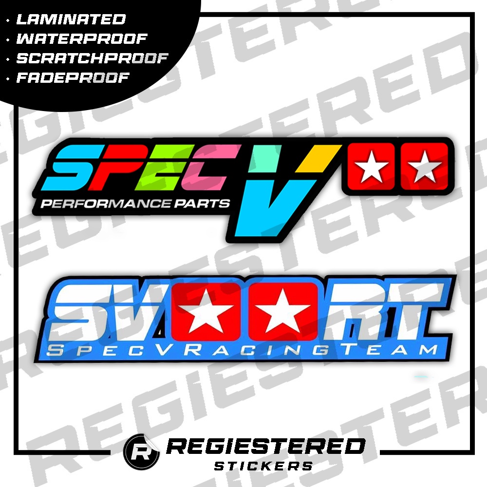 SPEC V Racing Sticker Waterproof Laminated Outdoor Indoor Helmet ...