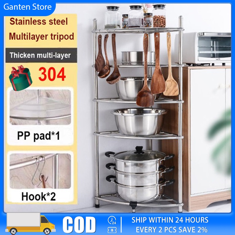Kitchen Rack Pot Rack 304 Stainless Steel Pan Rack Space Saving Dish ...