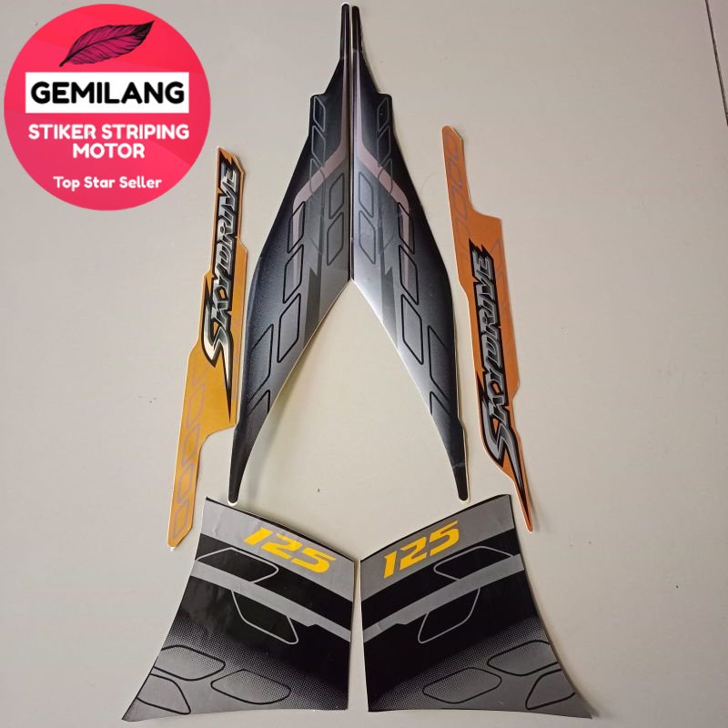HITAM Striping Decal Pole Sticker Suzuki SkyDrive 125 2009 Black gold ...