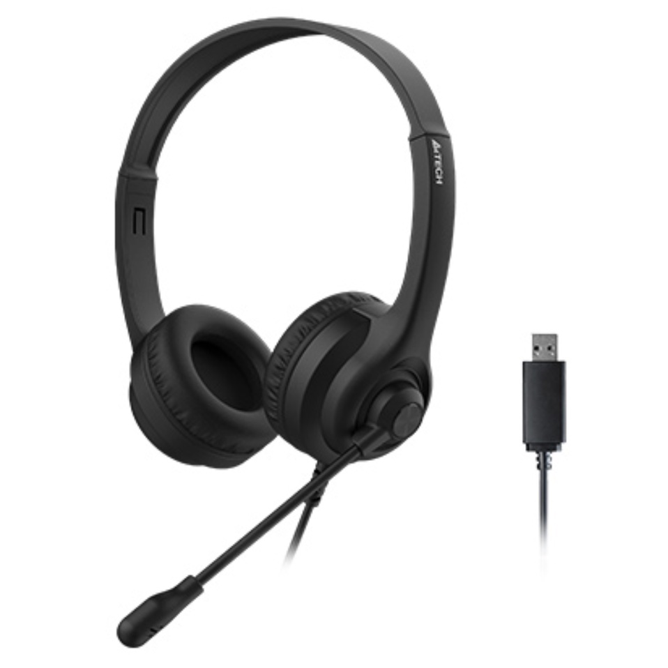 A4Tech HU-8 USB Stereo Headset Rotatable Omni-Directional Mic Wired On ...