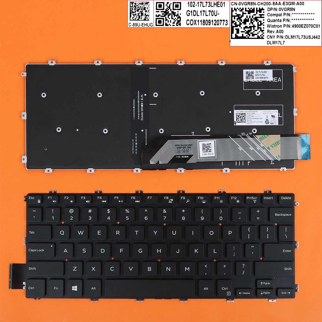 new Genuine Dell Inspiron 13-7386 US ENGLISH Backlit Laptop Keyboard ...