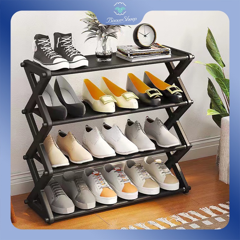 4/5 Layer foldable Shoes Rack Tier Colored Stackable Stainless steel ...
