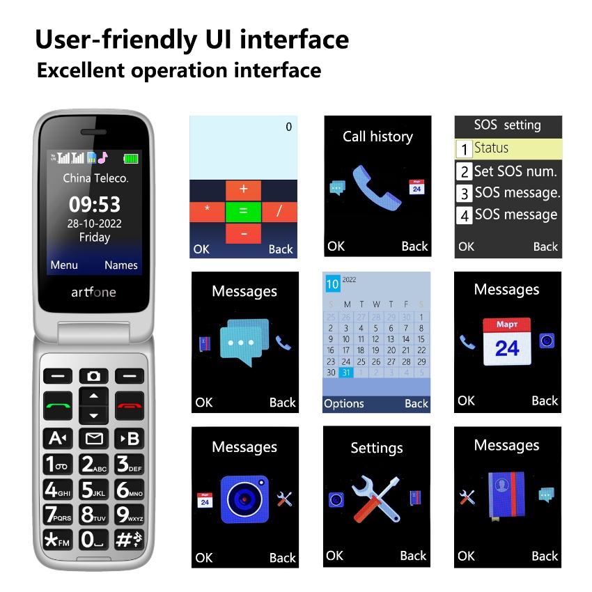 ARTFONE 4G LTE Senior Flip Phone G6,Charging Dock Unlocked Sim Card ...