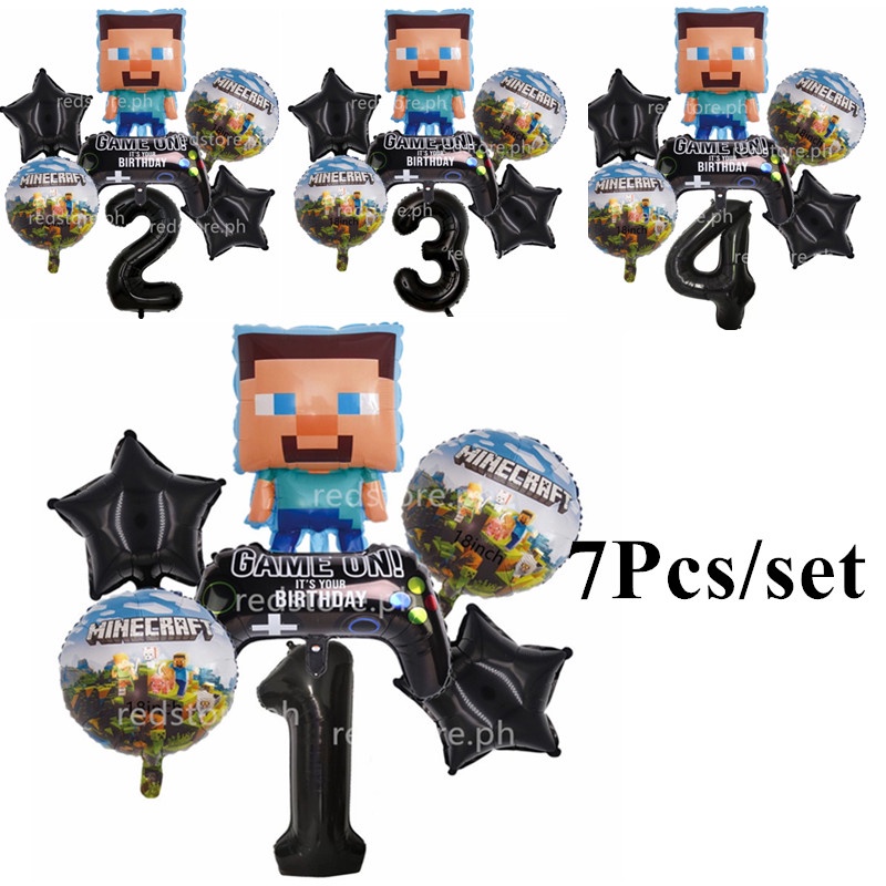 7Pcs/set Minecraft Theme Gamepad Game Controller Gaming Foil Balloon ...