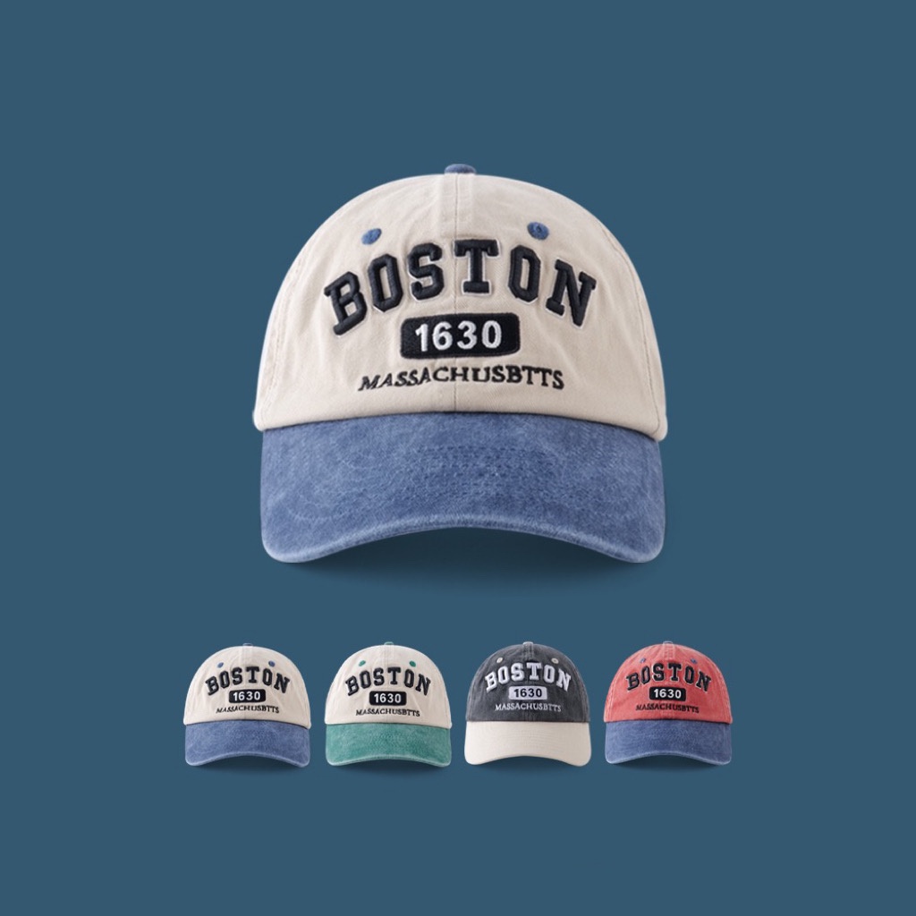 “BOSTON”letter embroidered caps 4colors | Shopee Philippines