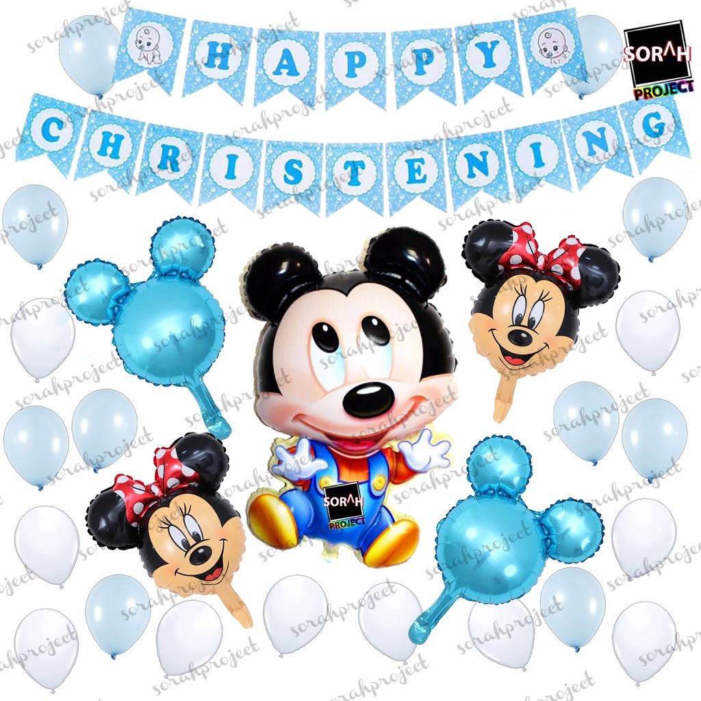 Mickey Mouse CHRISTENING Balloon Theme Decoration Set Package | Shopee ...