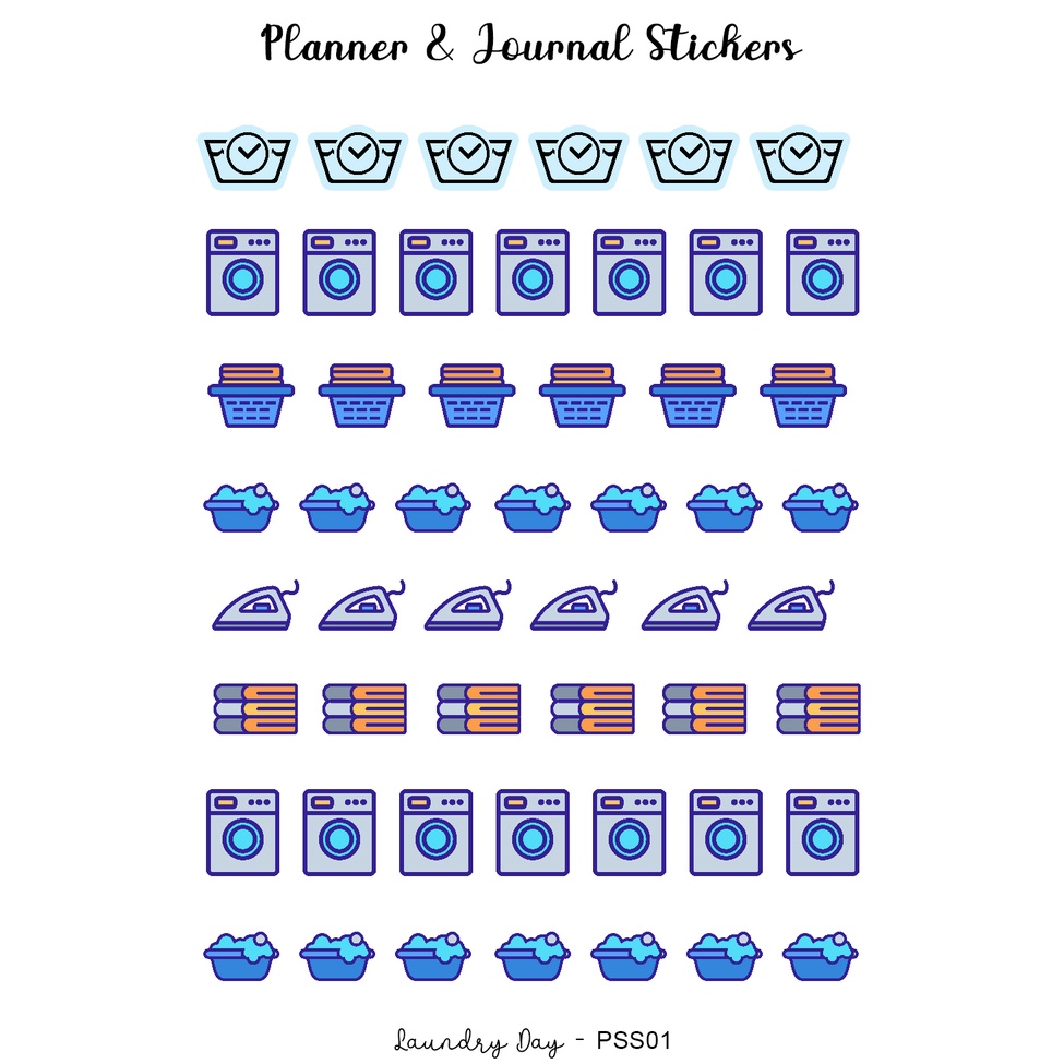 Laundry Icon Deco Sticker Sheet, Journal Planner Bujo Deco Sticker ...