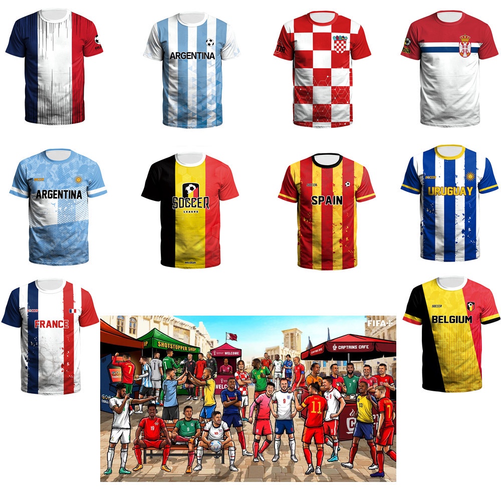 Men's sports T-shirt Katar Football World Cup fan Help Wei National 3D ...