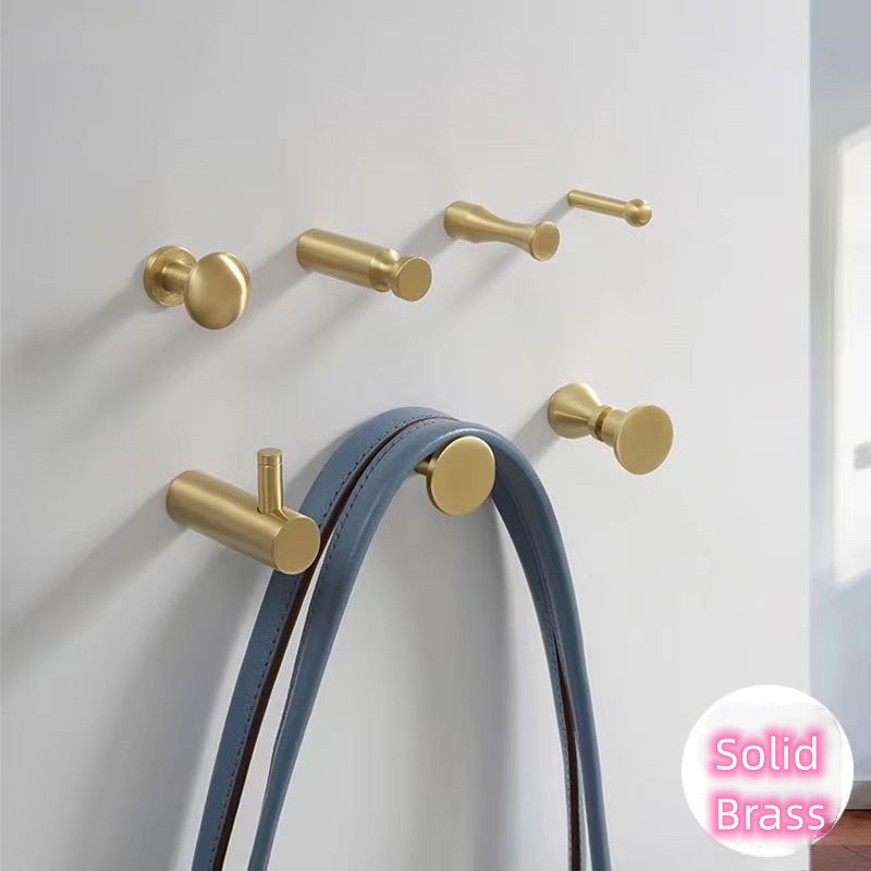 Nordic Modern Wall Mounted Hooks Solid Brass Rack Coat Caps Wall Hanger ...