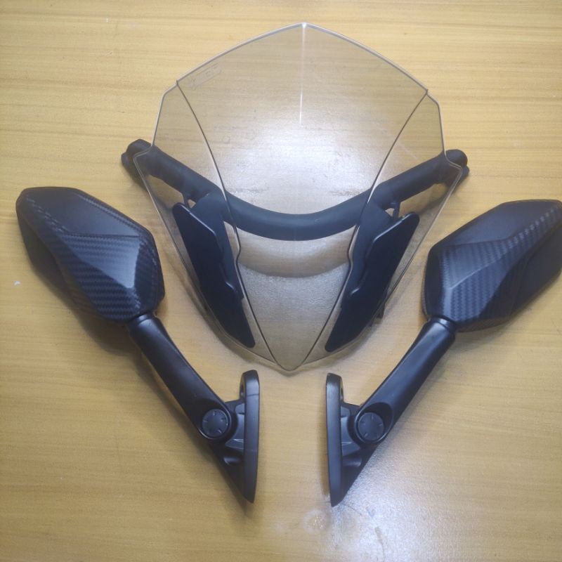 honda click v2 windshield bracket with clear visor / sidemirror r25 ...