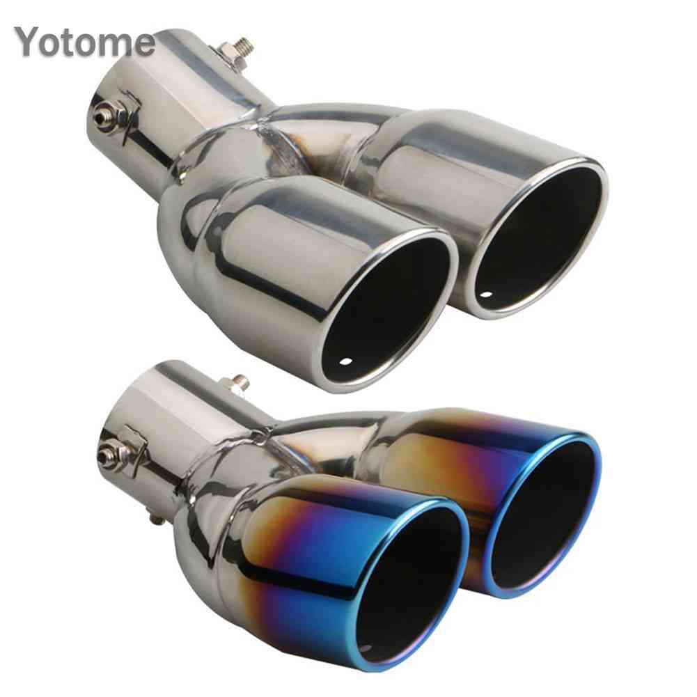 Bent Dual Exhaust Muffler Tip Bolt-on Rolled Edge Slant Cut 3 inch ...