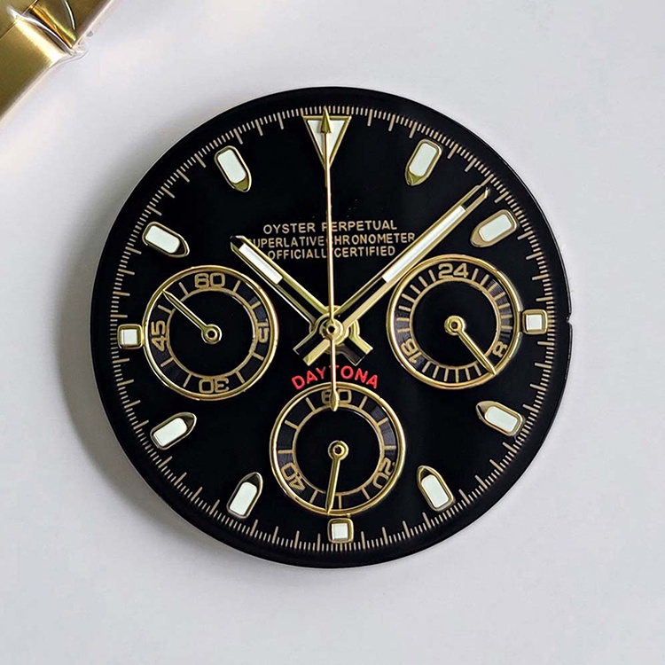 29.5MM Watch Dial Green Luminous Three-eye font Dial Gold Hands Watch ...