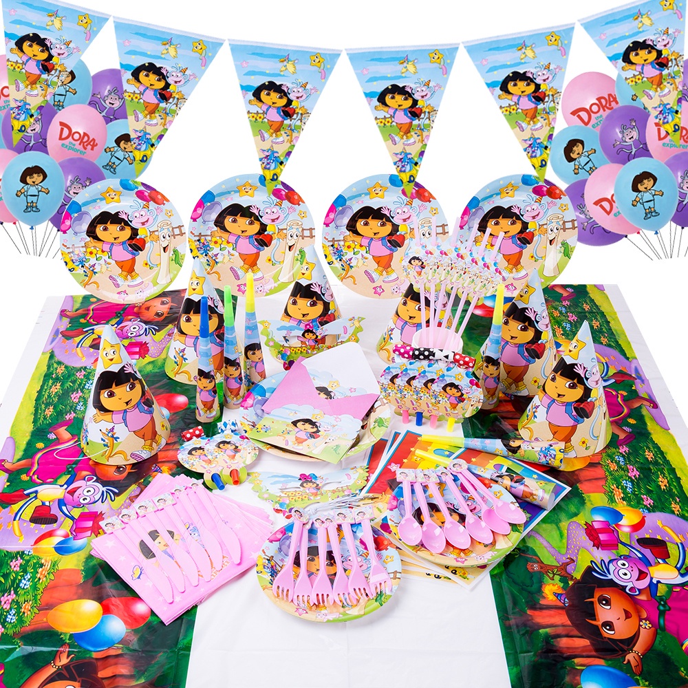 New Dora the Explorer Girl Birthday Party Decor Toy Supplies Disposable ...