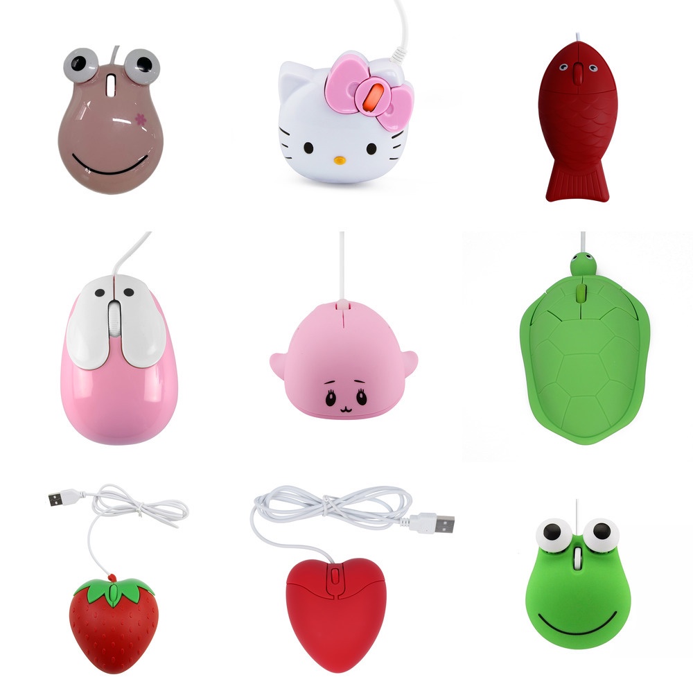 15 Styles Kawaii Mini USB Wired Mouse Creative Animal Design Cute Frog ...