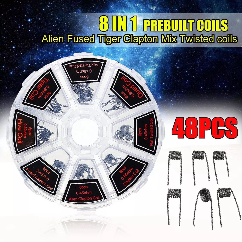 8 in 1 Prebuilt Coils Alien Fused Tiger clapton Mix Twisted coils ...