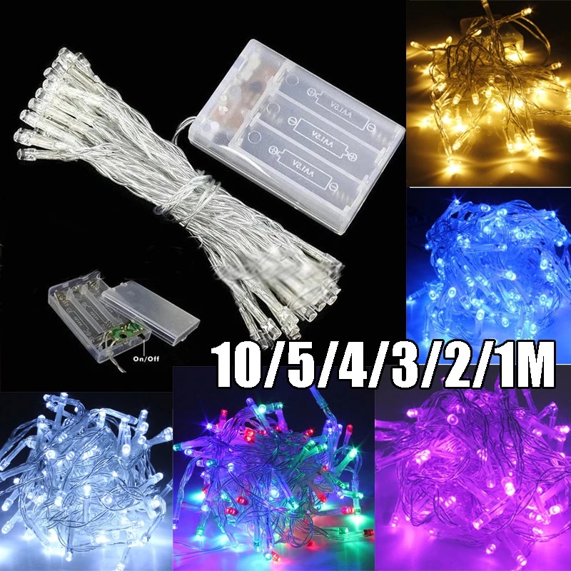 10M Led String Lights Waterproof Fairy Lights 3AA Batteries Festive ...