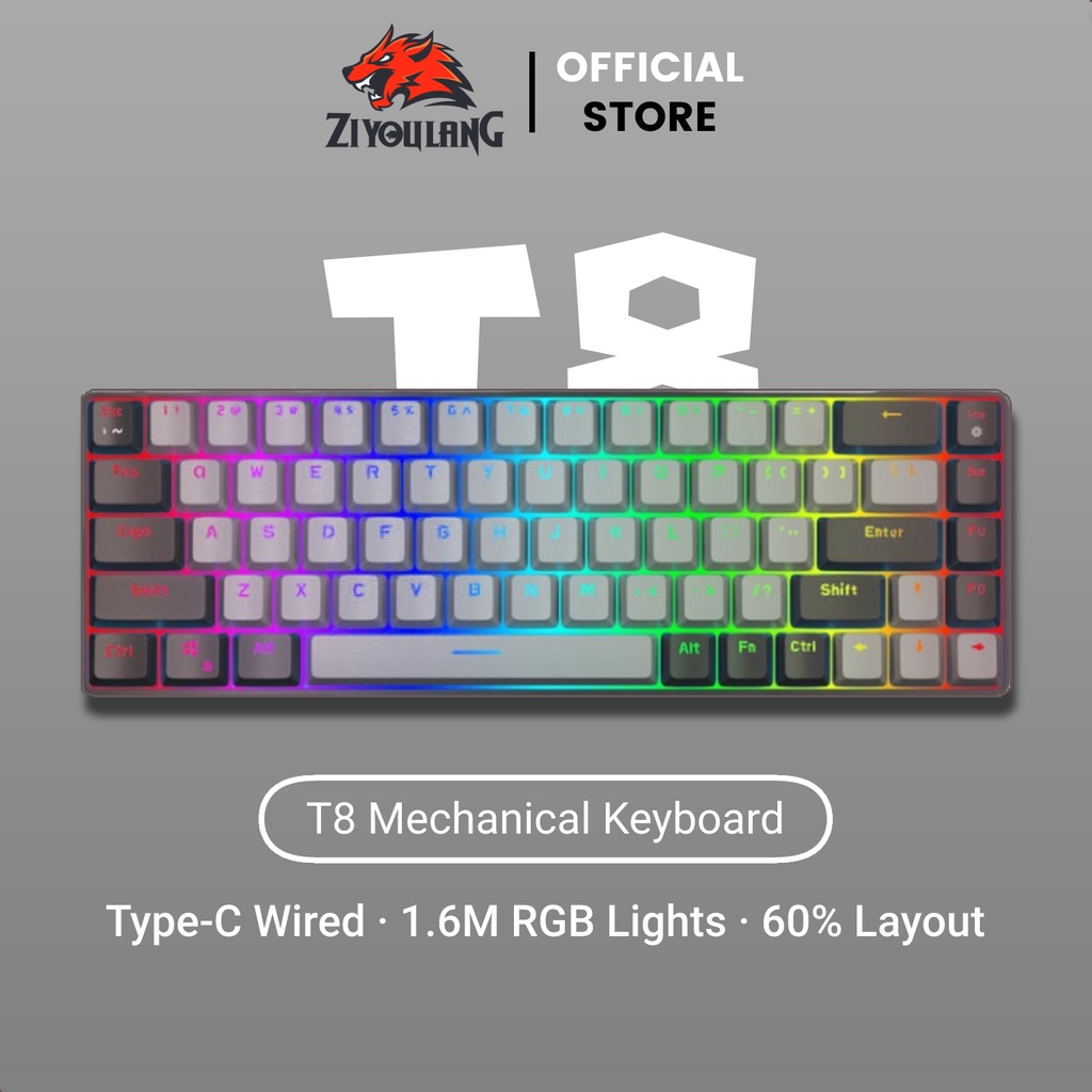 Ziyoulang T8 RGB 68 Keys Mechanical Keyboard Type-C Wired Gaming ...